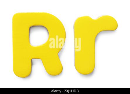 Uppercase and lowercase yellow magnetic letter V isolated white Stock ...