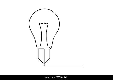Light bulb continuous one line drawing of bulb isolated outline vector ...