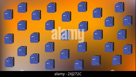 Image of multiple school bag and book icons against copy space on ...