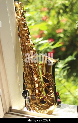 A stunning image of an alto saxophone captured with a wide aperture ...