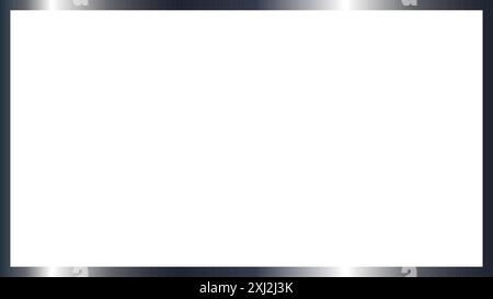 Silver shiny 16x9 rectangular frame with glowing effects and shadows on ...