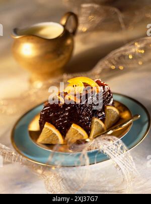 Christmas chocolate individual log cake with a Santa Claus figurine ...