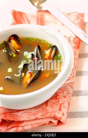 saffron mussel soup Stock Photo - Alamy