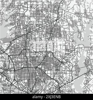 Map of Plano in Texas in blue. Contains layered vector with roads water ...