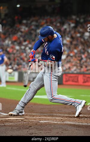 Texas Rangers' Jonah Heim bats during the ninth inning of a baseball ...