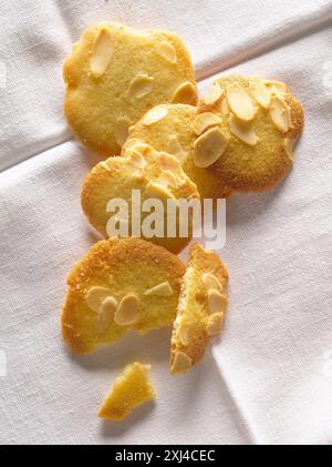 Almond tuile biscuits Stock Photo - Alamy