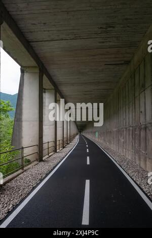 A particular part of the Alpe Adria bike route inside a former railway ...