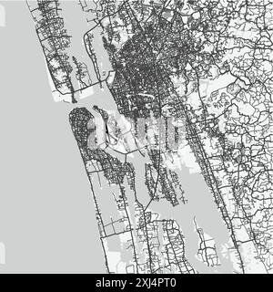 Map of Kochi (Cochin) in India in blue. Contains layered vector with ...