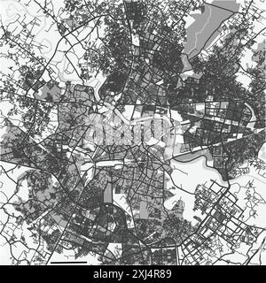 Map of Lucknow in India in blue. Contains layered vector with roads ...