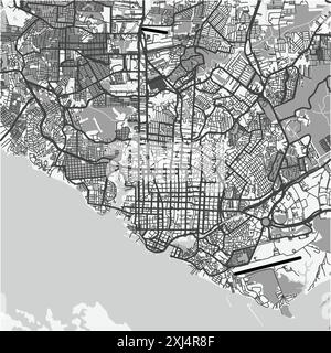Map of Manaus in Brazil in blue. Contains layered vector with roads ...