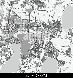Map of Chelyabinsk in Russia in blue. Contains layered vector with ...