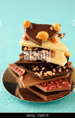 Different flavored pieces of chocolate Stock Photo - Alamy
