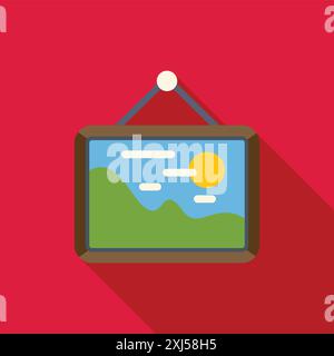 Framed wall picture icon. Flat design, linear and color styles ...