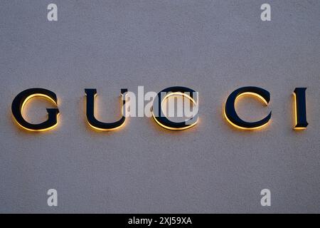 Lettering of the Gucci brand, Roermond, Netherlands Stock Photo - Alamy