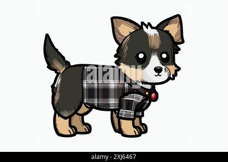 Dog full body plaid cartoon vector illustration Stock Vector Image ...