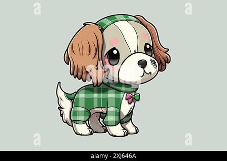 Dog full body plaid cartoon vector illustration Stock Vector Image ...
