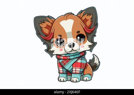 Dog full body plaid cartoon vector illustration Stock Vector Image ...