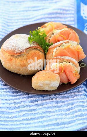 Salmon bread roll with cheese Stock Photo - Alamy