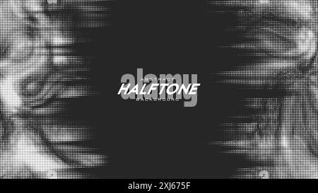 Abstract vector torn monochrome halftone background. Scrathed dotted ...