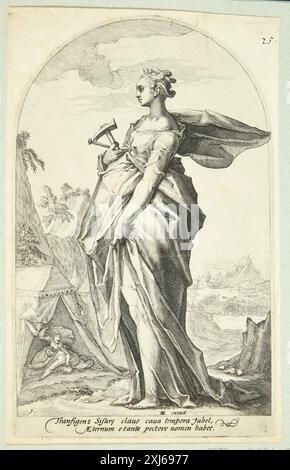 Copper engraving by Hendrick Goltzius depicting Adam and Eve in the ...