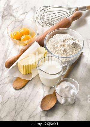 Composition with ingredients for pastries Stock Photo - Alamy
