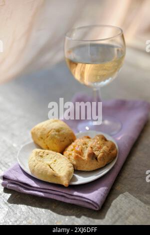 Muscat cookies and a glass of Muscat Stock Photo - Alamy