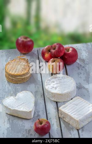 Neufchatel cheese and a Camembert cheese of Normandy Stock Photo - Alamy