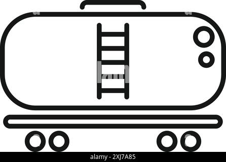 Line drawing of a tank wagon standing on rails for transporting oil gas ...