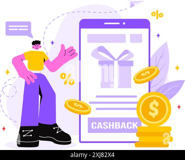 Cashback Illustration with Financial Payment to Money Cash Back Service ...