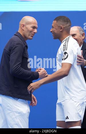Zinedine Zidane during the presentation of Kylian Mbappe as a new ...