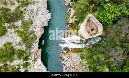 Aerial of the Herault gorge, UNESCO World Heritage Site, Causses and ...
