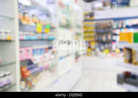 Pharmacy drugstore blur abstract background with medicine and vitamin ...