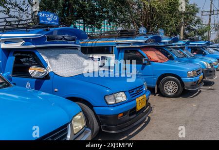 Collective minibuses parked in in Chiang Mai, Thailand, Southeast Asia ...