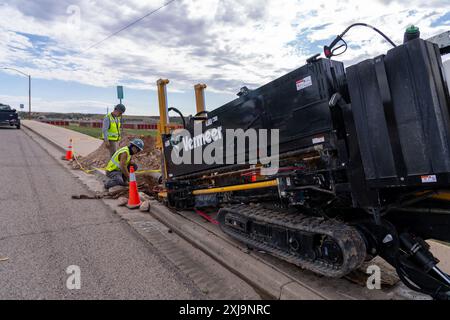A Vermeer directional drill or boring machine for installing plastic ...