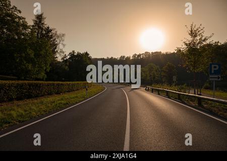Europe, Luxembourg, near Greiveldange, Layby off Waistrooss (Highway ...