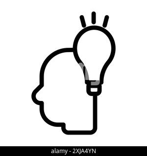 Brain idea icon set in thin line outline style and linear vector sign Stock Vector Image & Art ...
