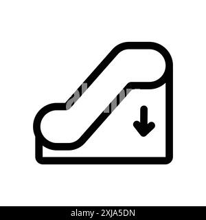 Escalator down icon set in thin line outline style and linear vector sign Stock Vector Image ...