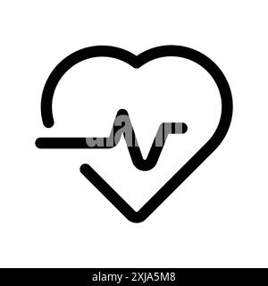 heart rate icon set in thin line outline style and linear vector sign ...