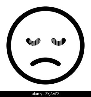 sad icon set in thin line outline style and linear vector sign Stock ...