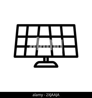 Solar collector icon set in thin line outline style and linear vector ...