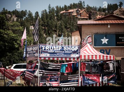 A temporary road-side sales tent featuring items related to Donald ...