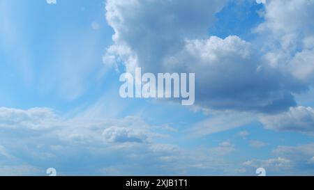 Time lapse. Sky with several layers of clouds moving in different ...