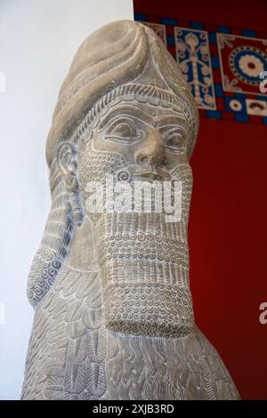 Lamassu, a mythological hybrid with the the head of a human, the body ...