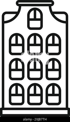 Minimalist drawing of a traditional dutch house facade with its ...