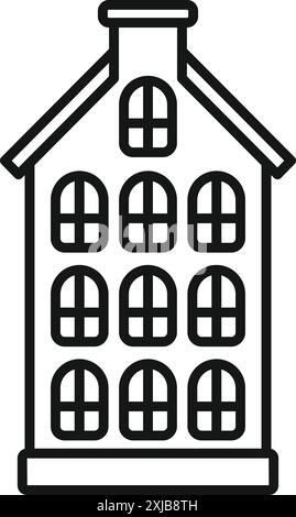 Line drawing of a traditional dutch canal house facade, showcasing the ...