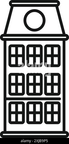 Line drawing of a traditional dutch canal house facade, showcasing the ...