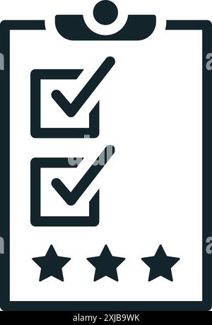 Simple icon of a clipboard showing a task list with a check mark indicating completion Stock ...