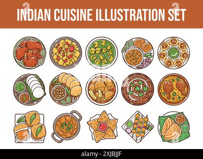 Hand drawn Indian food set doodle vector background Stock Vector Image ...