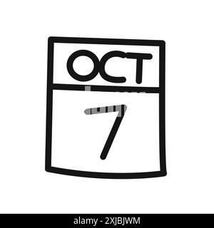 7 october date icon linear vector graphics sign or symbol set for web ...