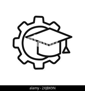 Engineering Education Map linear vector graphics sign or symbol set for ...